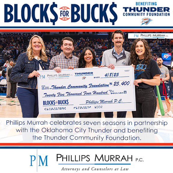 Phillips Murrah Presents Donation to Thunder Community Foundation